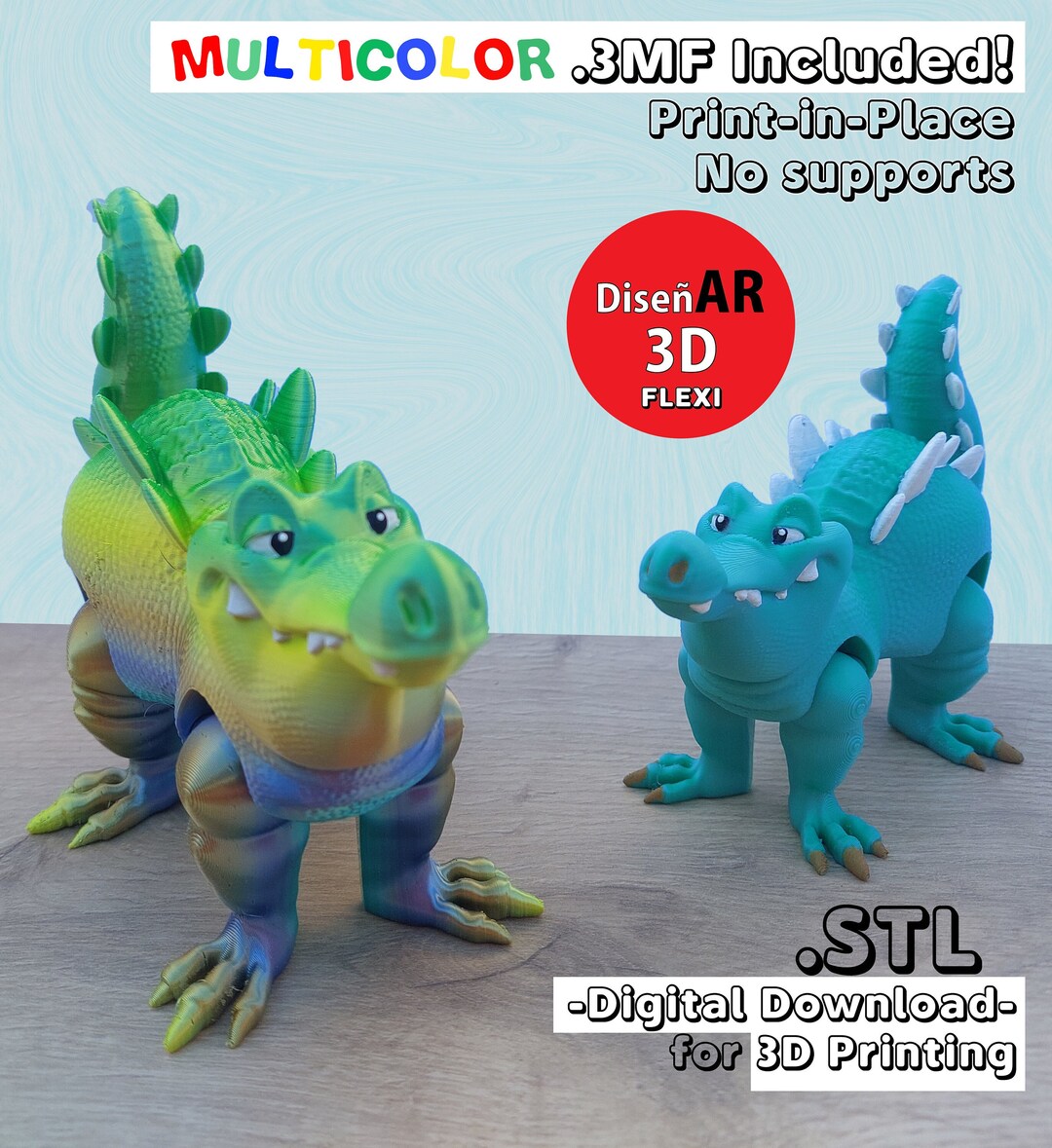 Flexi Crocodile STL File for 3d Printing, Articulated Crocodile Figure ...