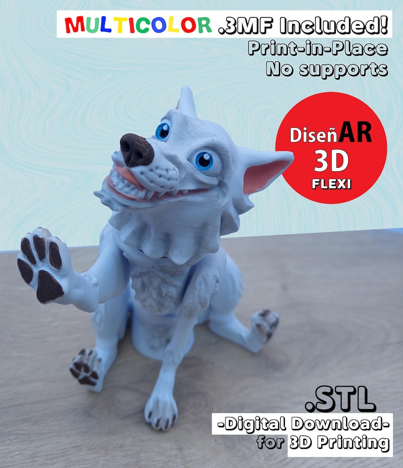 Wolf STL File for 3d Printing, Articulated Wolf Figure, 3mf Included - Etsy