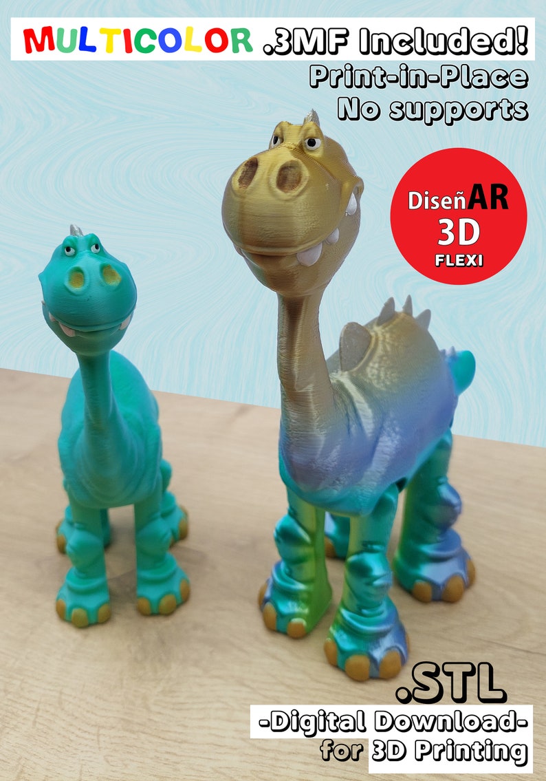Dinosaur STL File for 3d Printing, Articulated Dinosaur Figure, 3mf ...