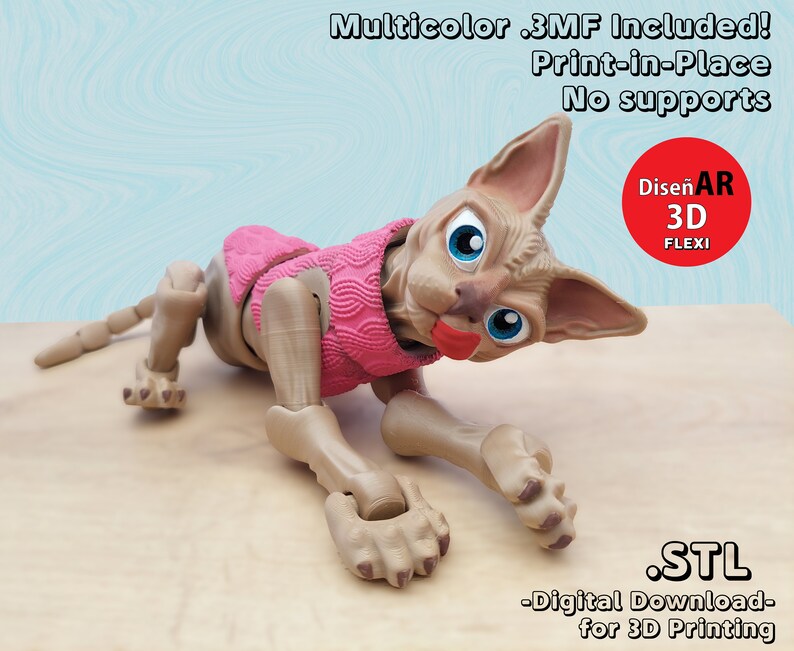 Cat STL File for 3d Printing, Articulated Cat Figure, 3mf Included - Etsy