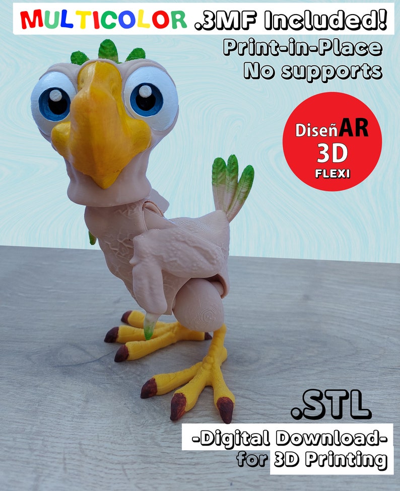 Baby Parrot STL File for 3d Printing, Articulated Baby Parrot Figure ...