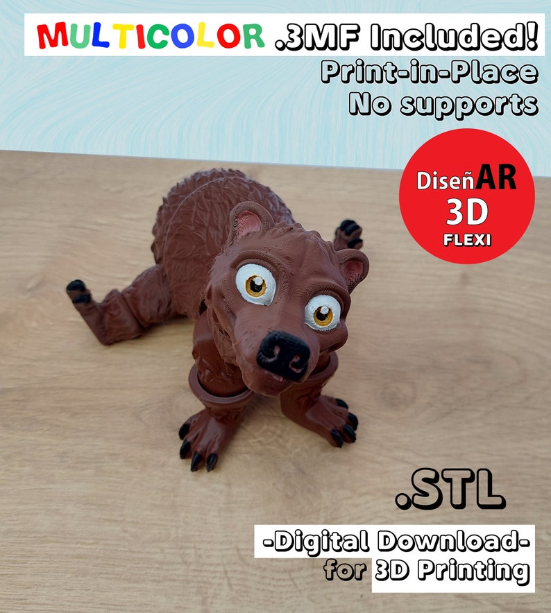 Bear STL File for 3d Printing, Articulated Bear Figure, 3mf Included - Etsy