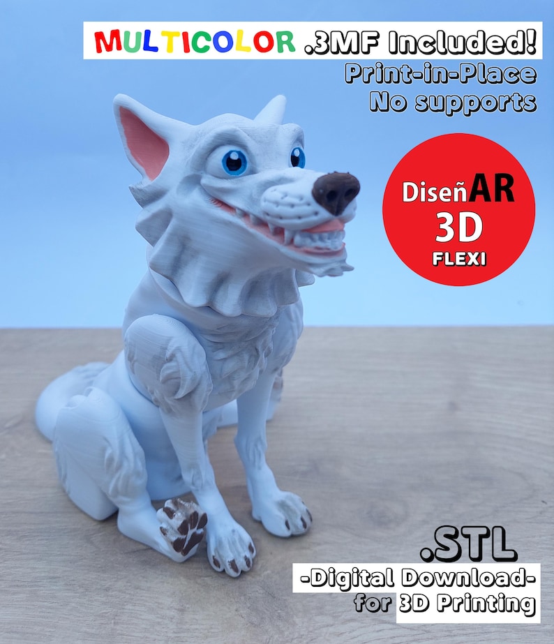 Wolf STL File for 3d Printing, Articulated Wolf Figure, 3mf Included - Etsy