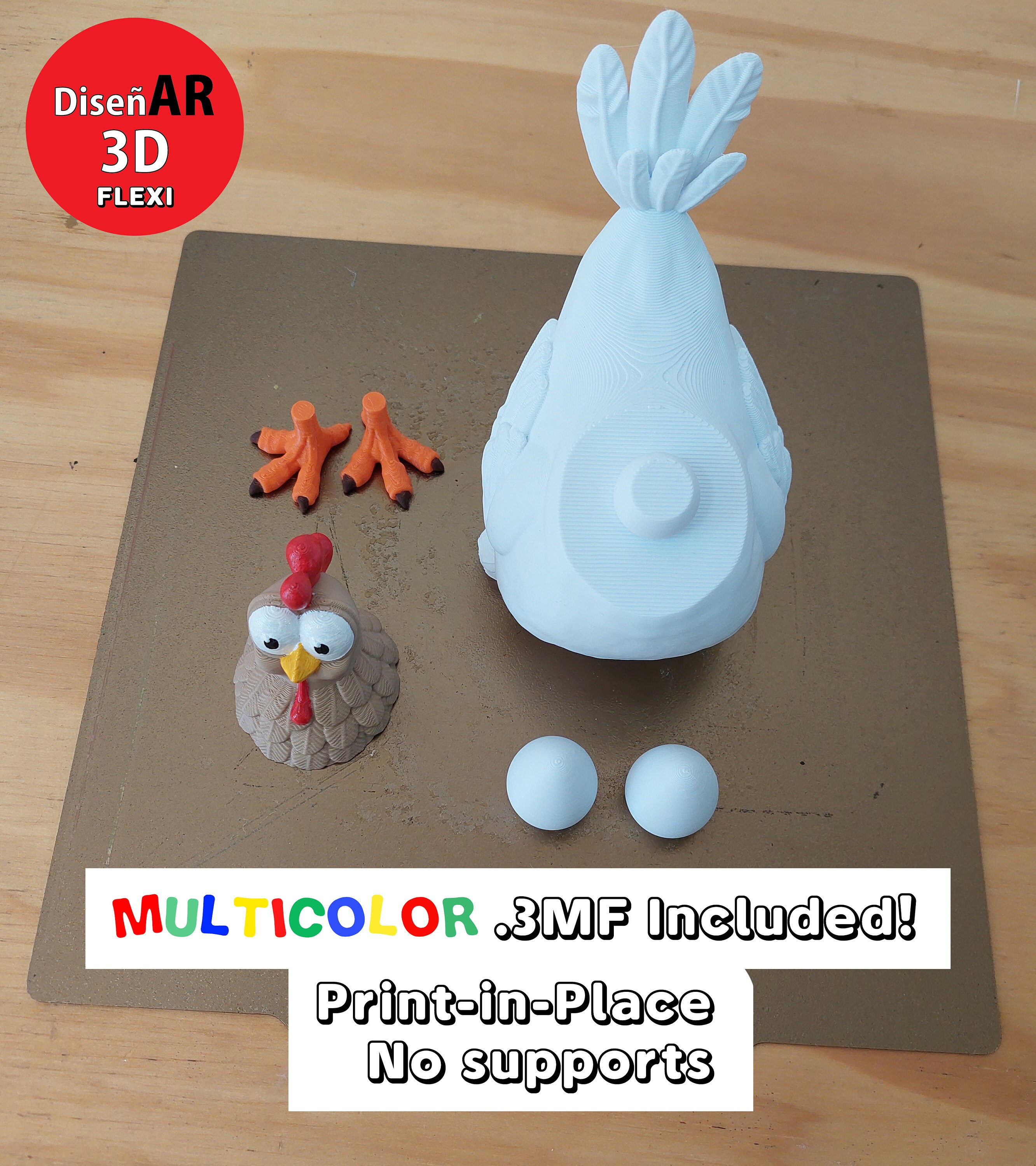 Chicken STL File for 3d Printing, Articulated Chicken Figure, 3mf ...
