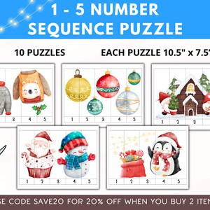Christmas Number Puzzle Printable Holiday Preschool Counting Games ...