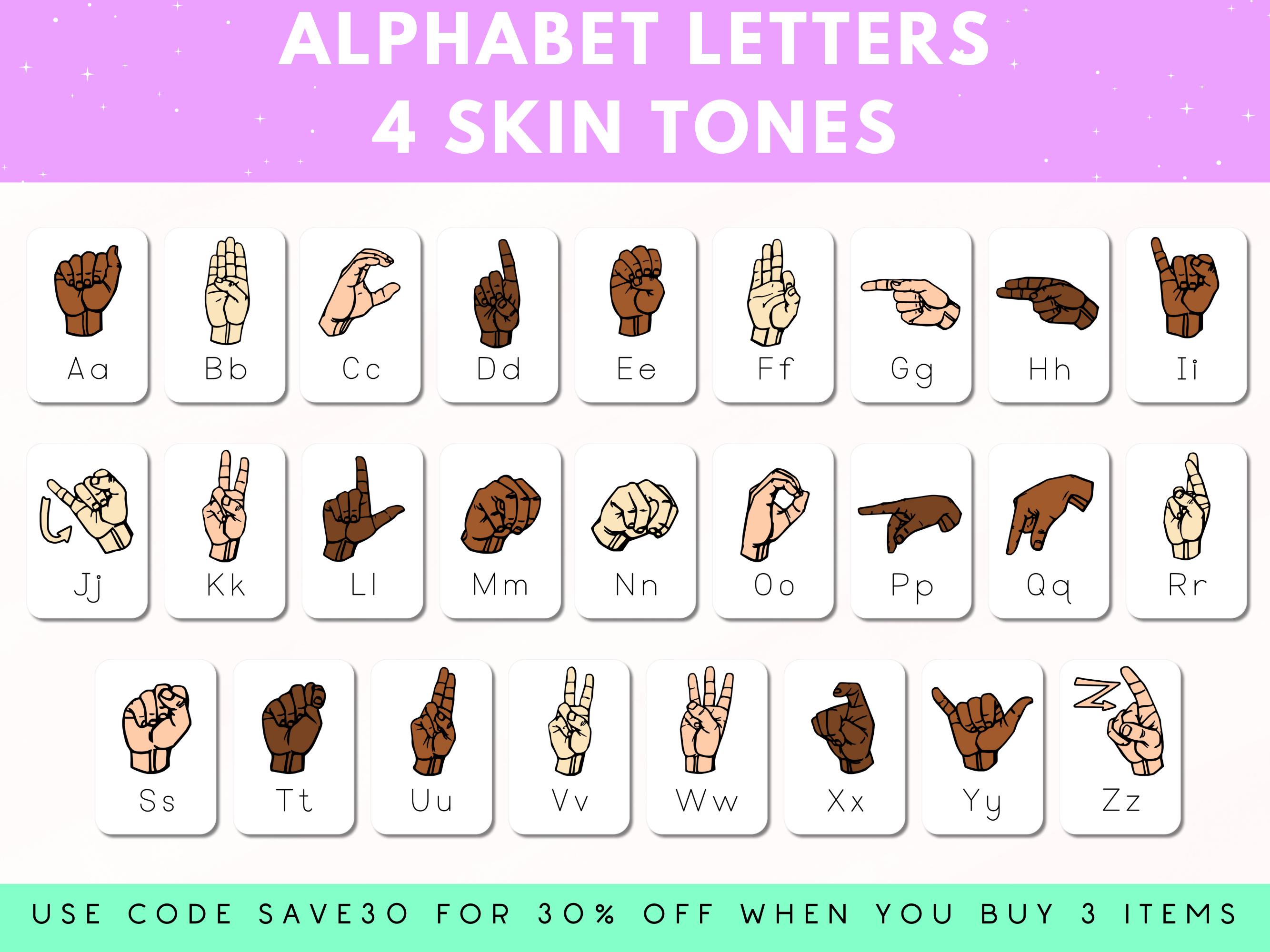 ASL Alphabet Flashcards, Printable Flashcard for Learning, Homeschool ...