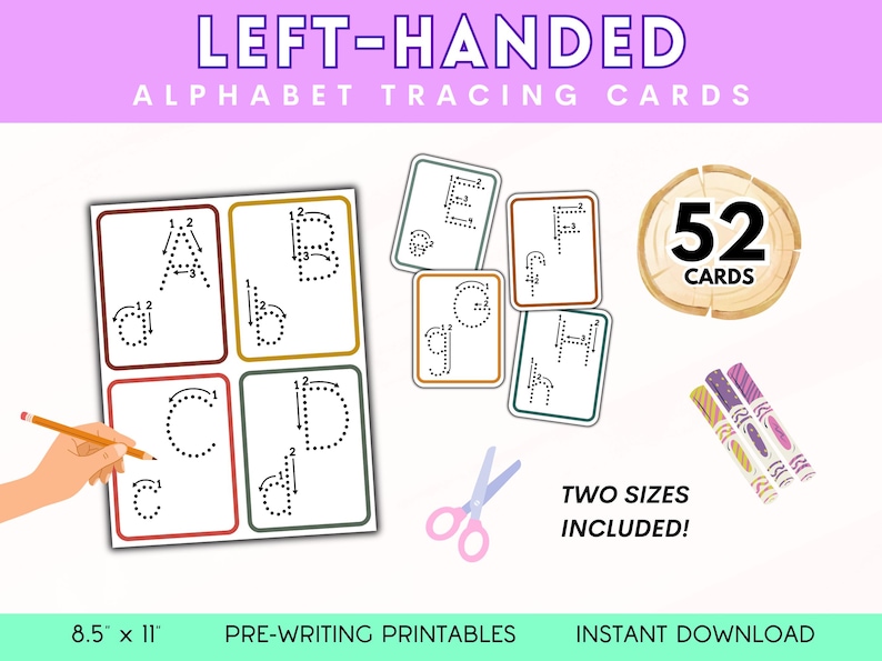Left-handed Letter Formation Traceable Alphabet ABC Cards Preschool ...