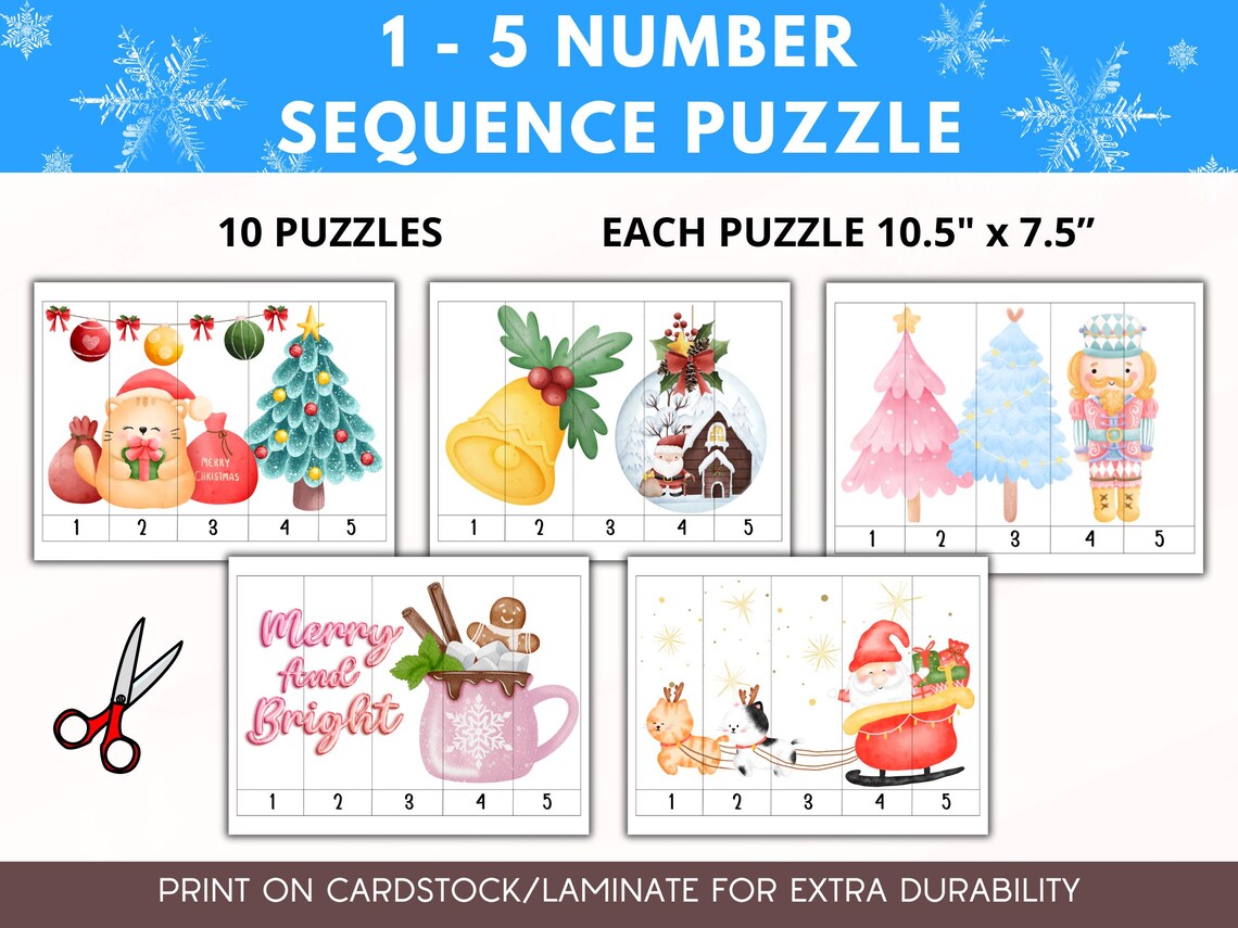 Christmas Number Puzzle Printable Holiday Preschool Counting Games ...