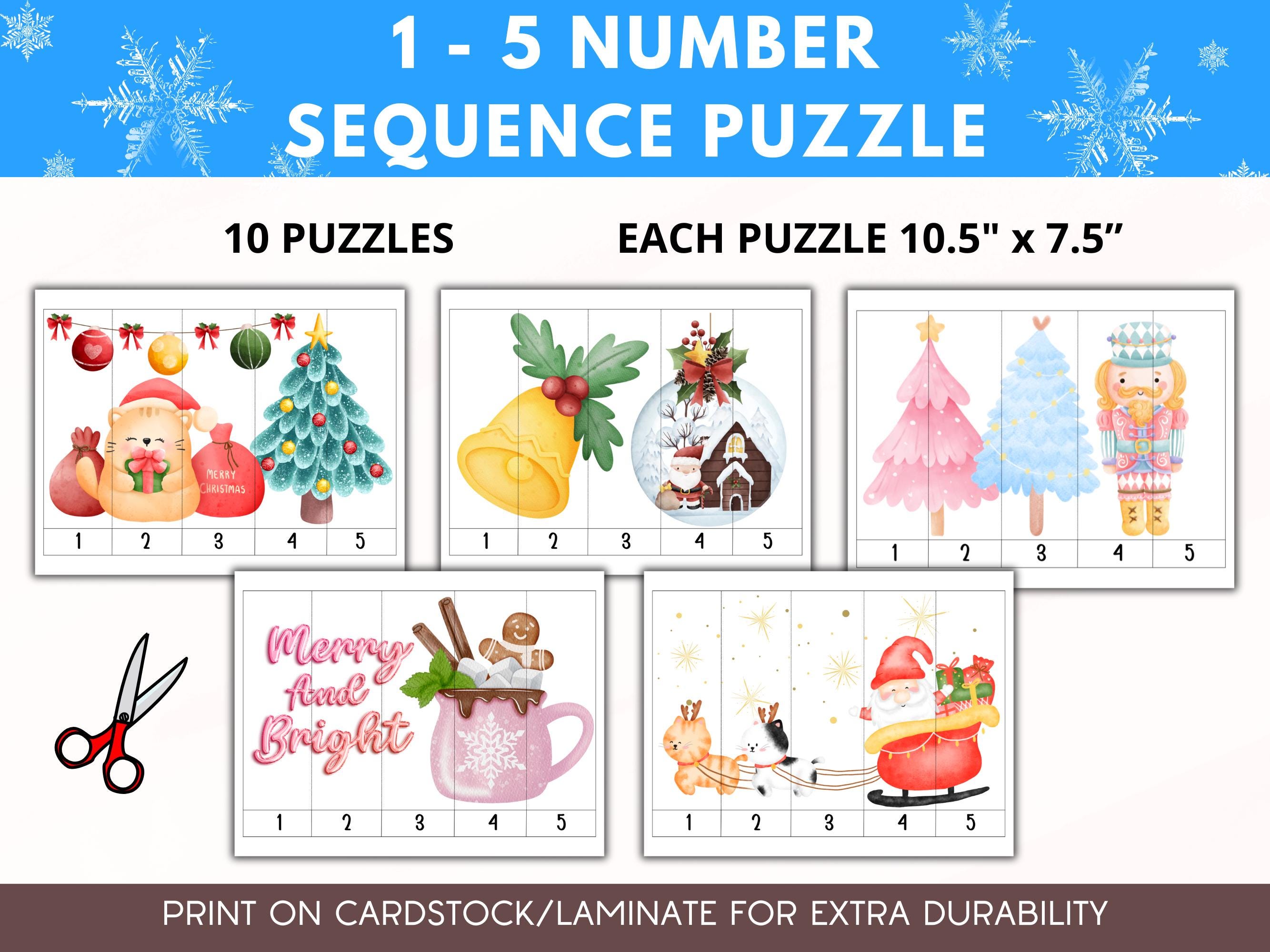 Christmas Number Puzzle Printable Holiday Preschool Counting Games ...
