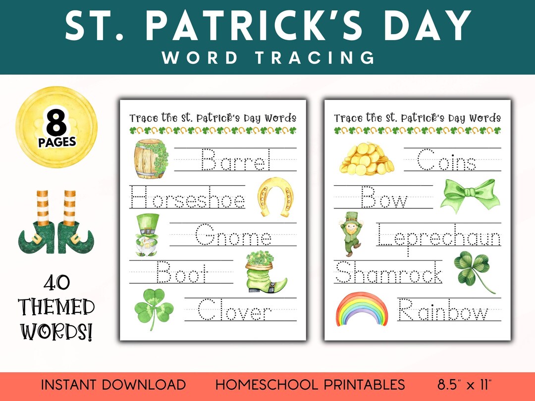 St. Patrick's Day Printable Activity, Preschool Worksheet, Handwriting ...
