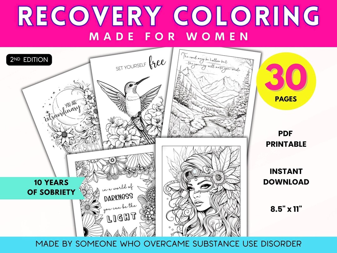 Recovery Coloring Pages, Adult Coloring Book, Mental Health Worksheets ...