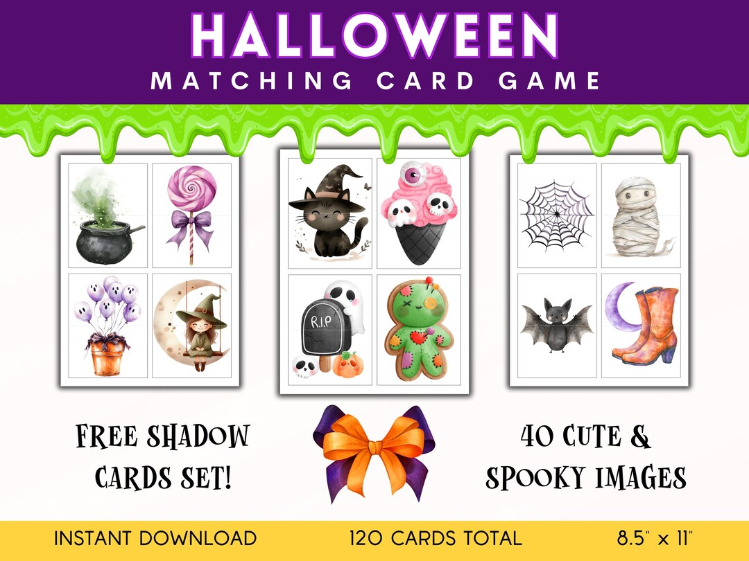 Halloween Matching Card Game Printable Educational Classroom Party ...