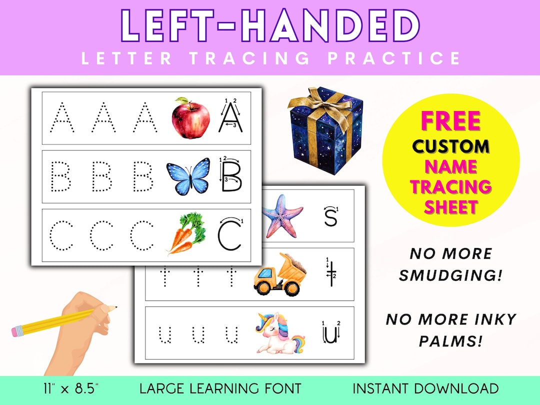 Left-handed Handwriting Practice Letter Tracing Pages A-Z Worksheets ...