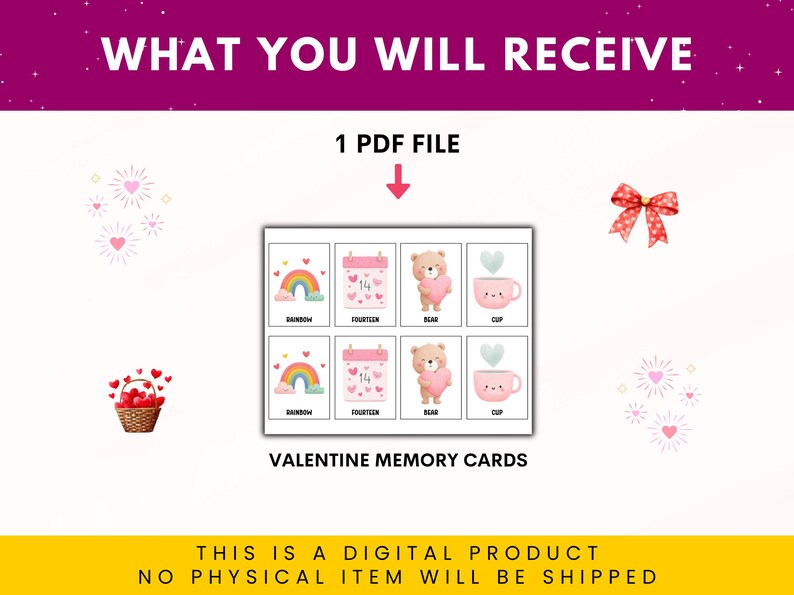 Valentine Memory Game Printable Matching Cards Preschool Learning Brain ...