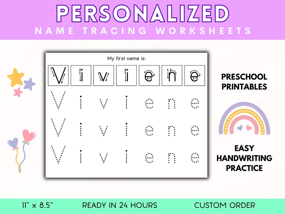 Preschool Worksheets for Toddlers Personalized, Custom Name Tracing ...