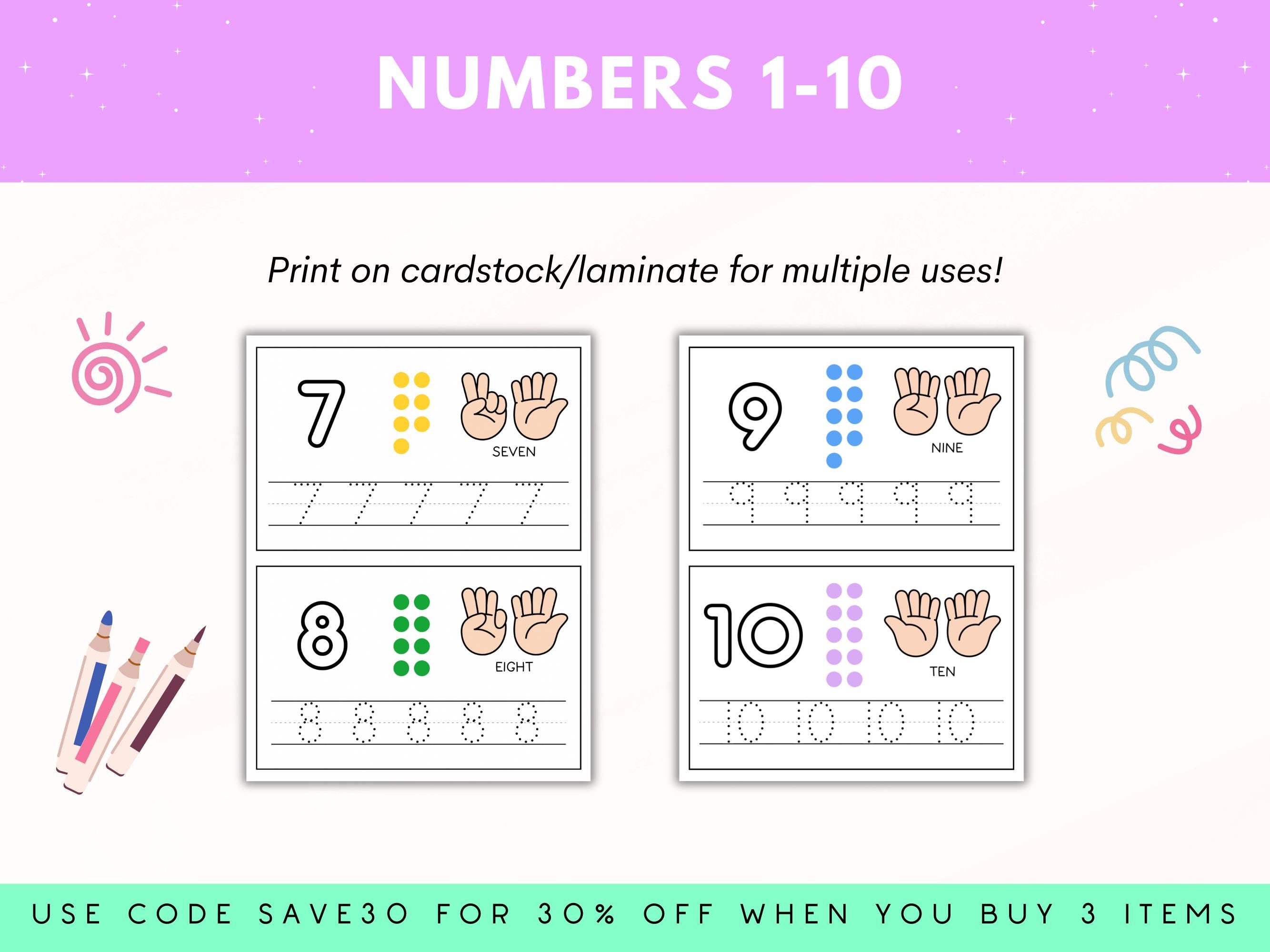 Number Tracing Flashcards, Printable Number Tracing Cards, Preschool ...