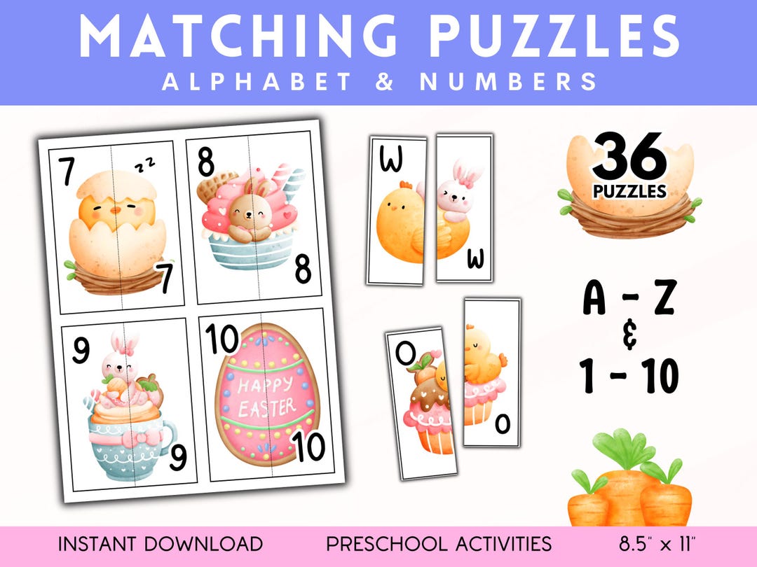 Easter Egg Matching Cards, Alphabet Puzzles, Uppercase Lowercase Letter ...