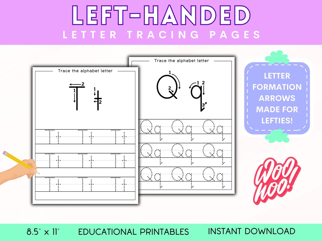 Hand Writing Practice Pdf, Left-handed Tracing Worksheets, Educational ...