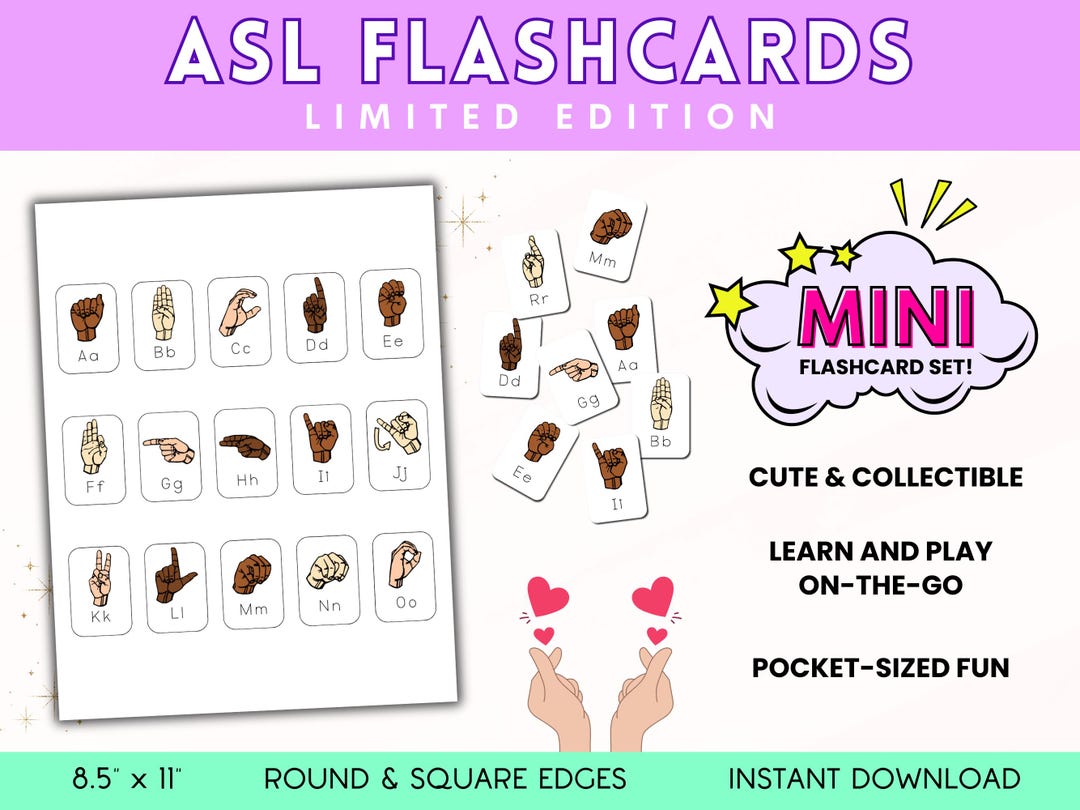Sign Language Flashcards, ASL Flashcards, ASL Alphabet Printable ...