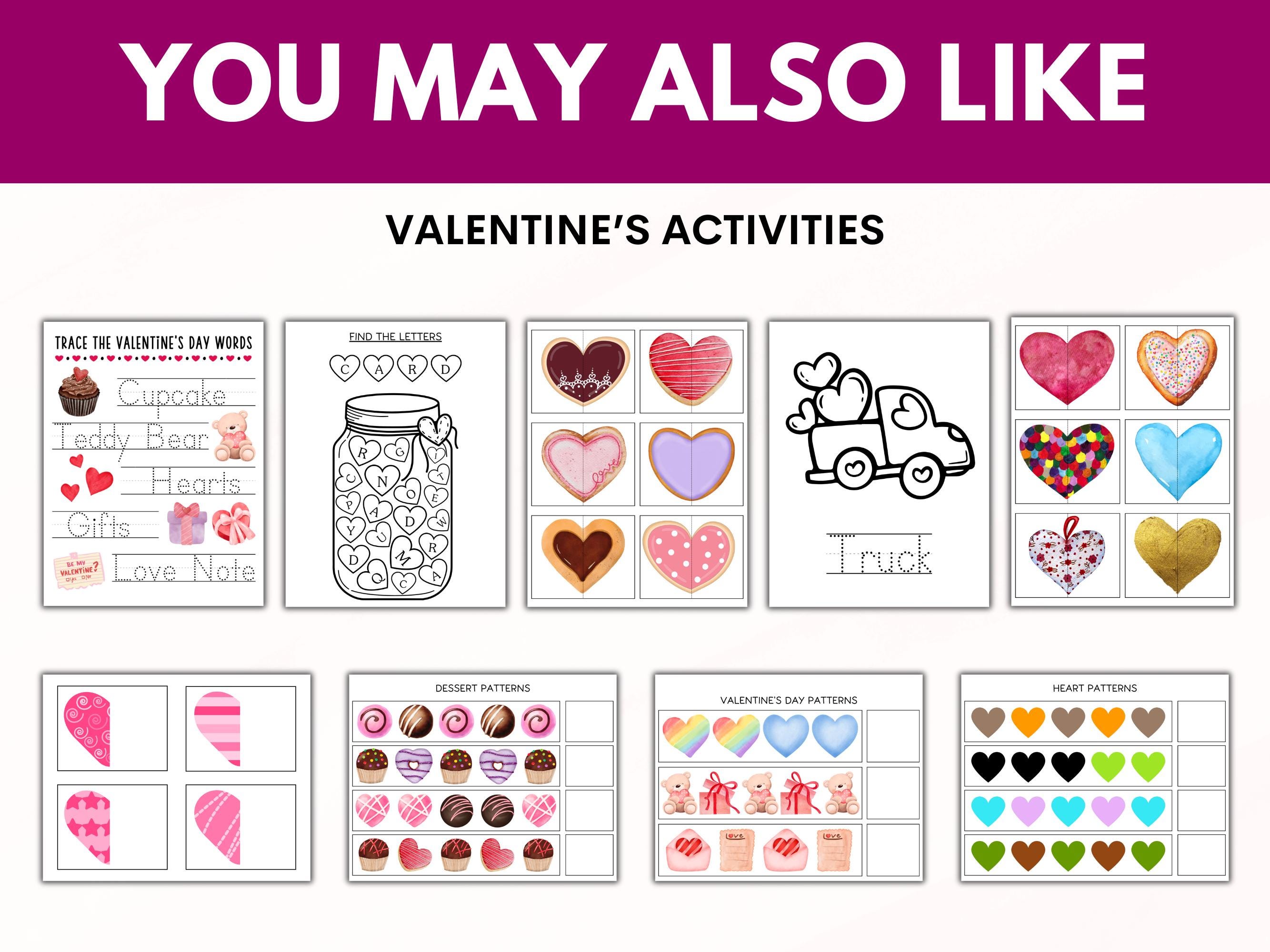 Printable Valentine's Day Activity, Matching Cards for Kids, Heart ...