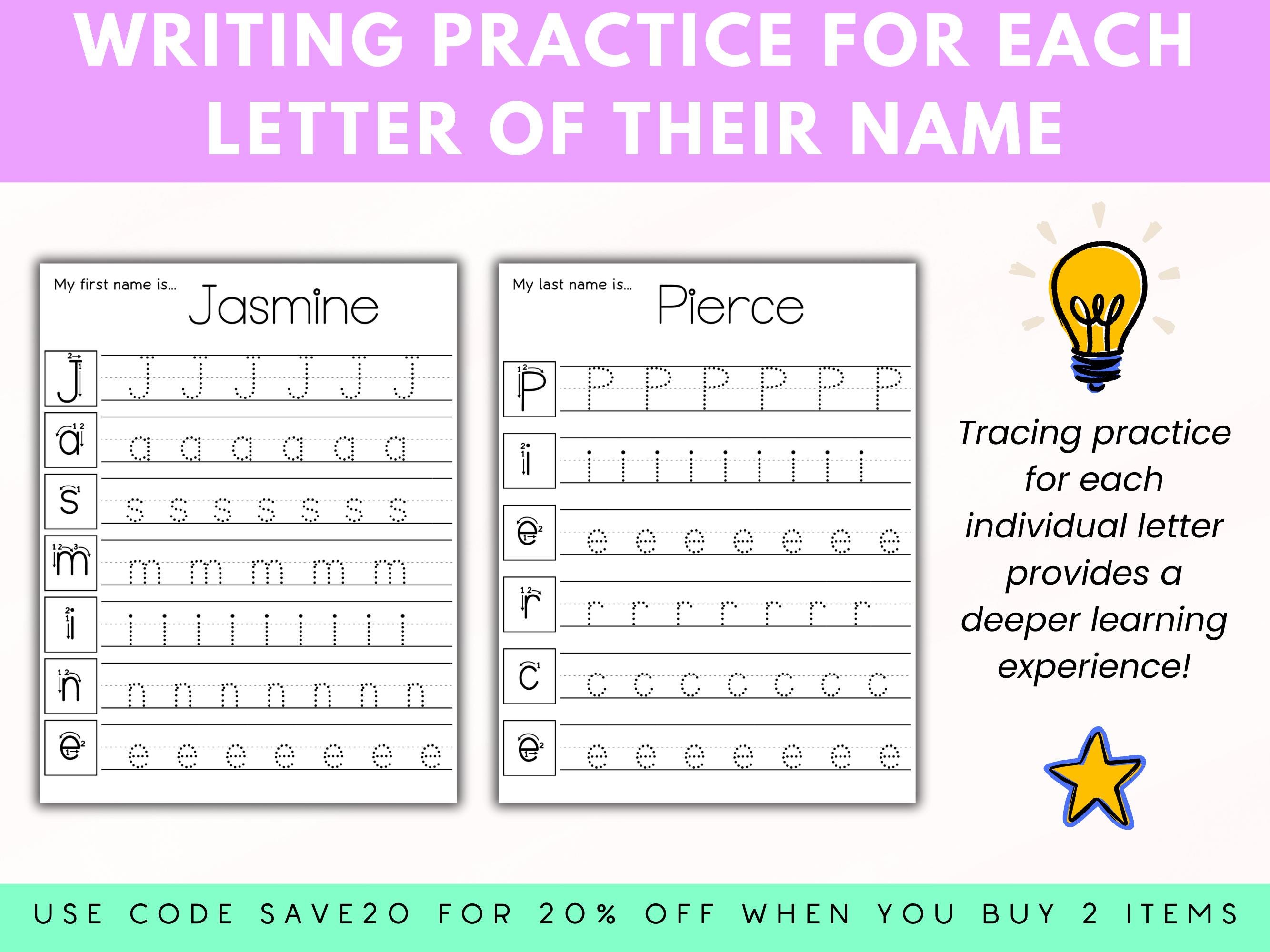 Custom Name Tracing Page, Custom Handwriting Practice for Children ...