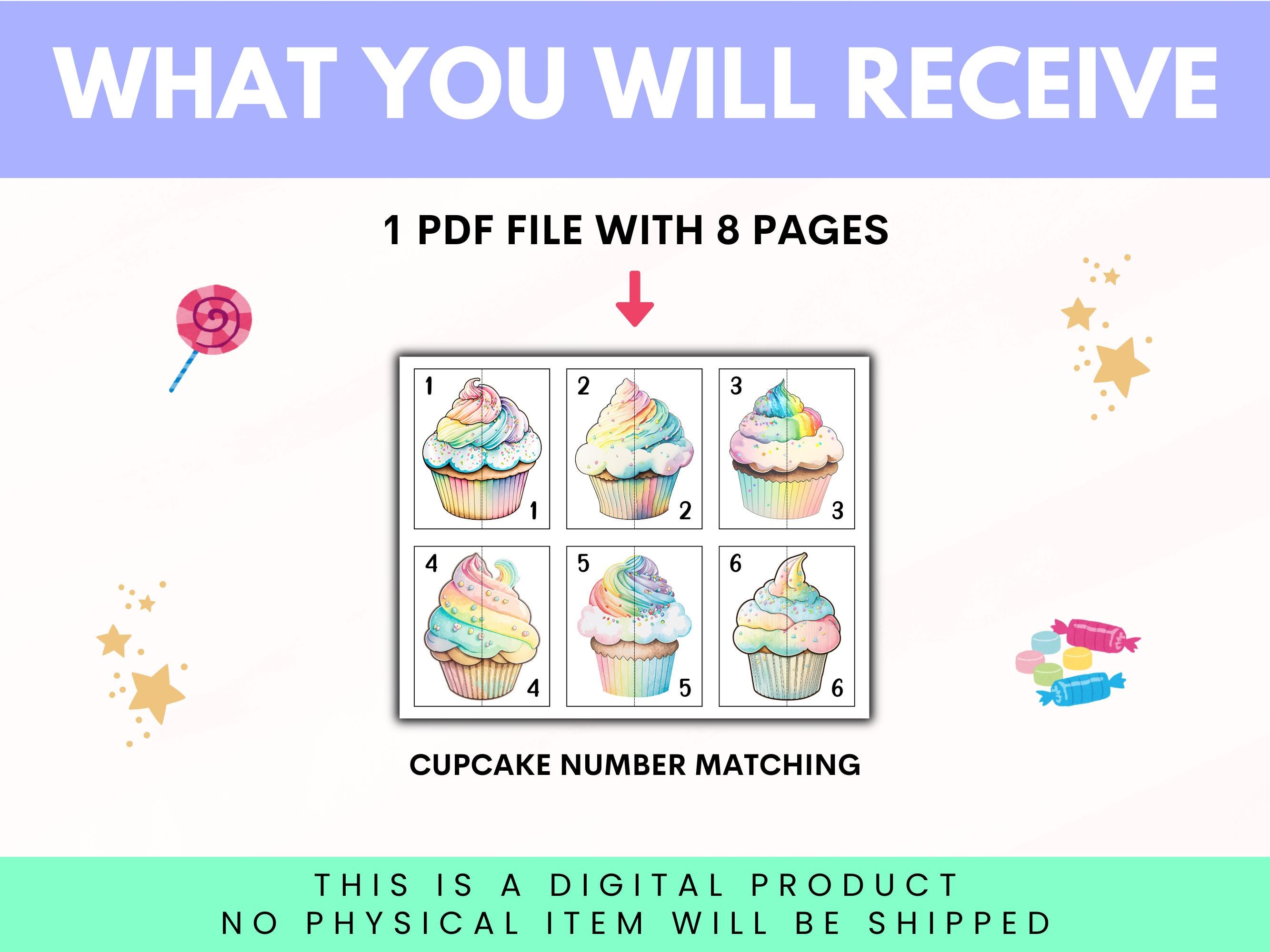 Counting Cupcakes Prek Printable, Preschool Math, Number Recognition ...