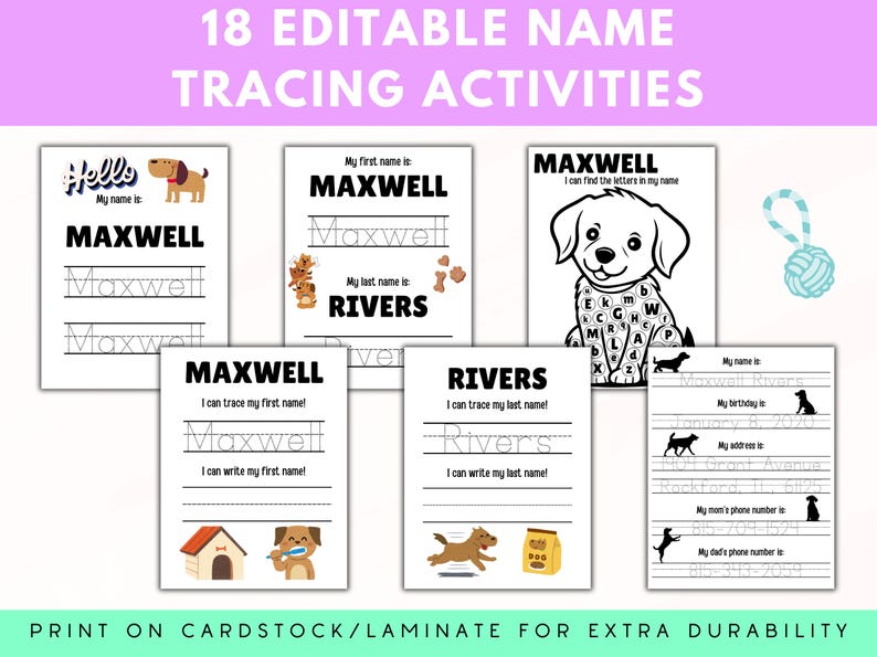 Editable Name Tracing Sheet, Customizable Name Tracing Worksheets ...