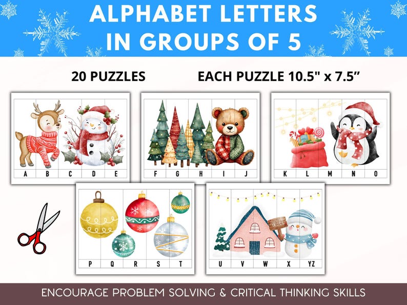 Alphabet Letter Puzzle Kids Alphabet Puzzle Christmas Printable ...