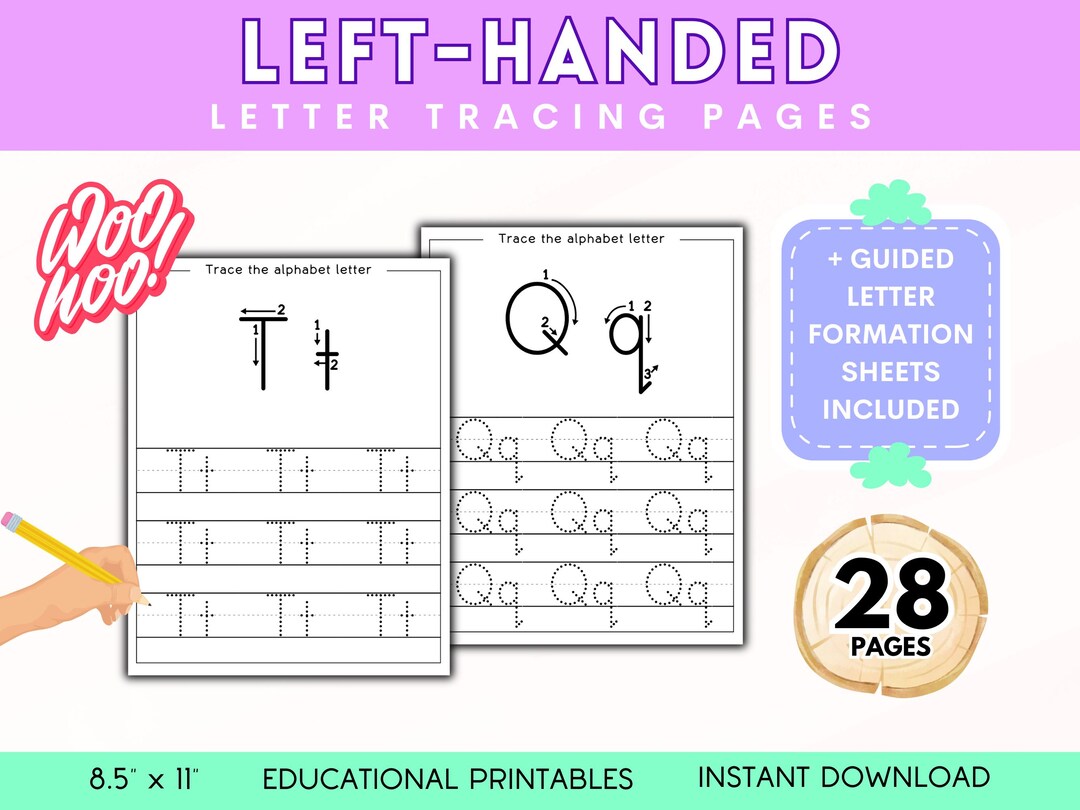 Left Handed Handwriting Practice Alphabet Tracing Worksheets Preschool ...