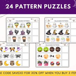 Halloween Patterns Brain Teaser Puzzles Pattern Recognition Matching ...