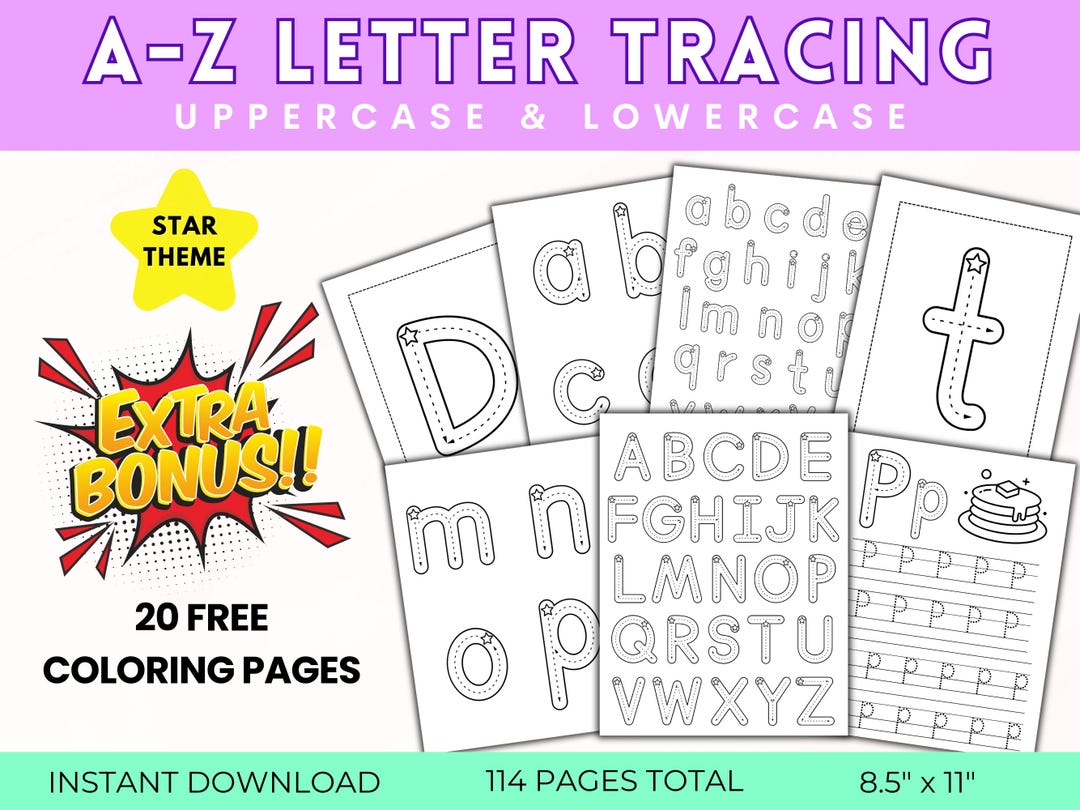 Preschool Letter Tracing Worksheets, Uppercase and Lowercase Practice ...