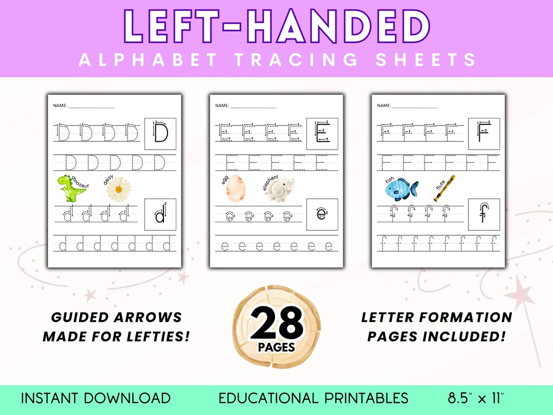 Left Handed A to Z Alphabet Worksheets PDF Preschool Activity Pre-k ...