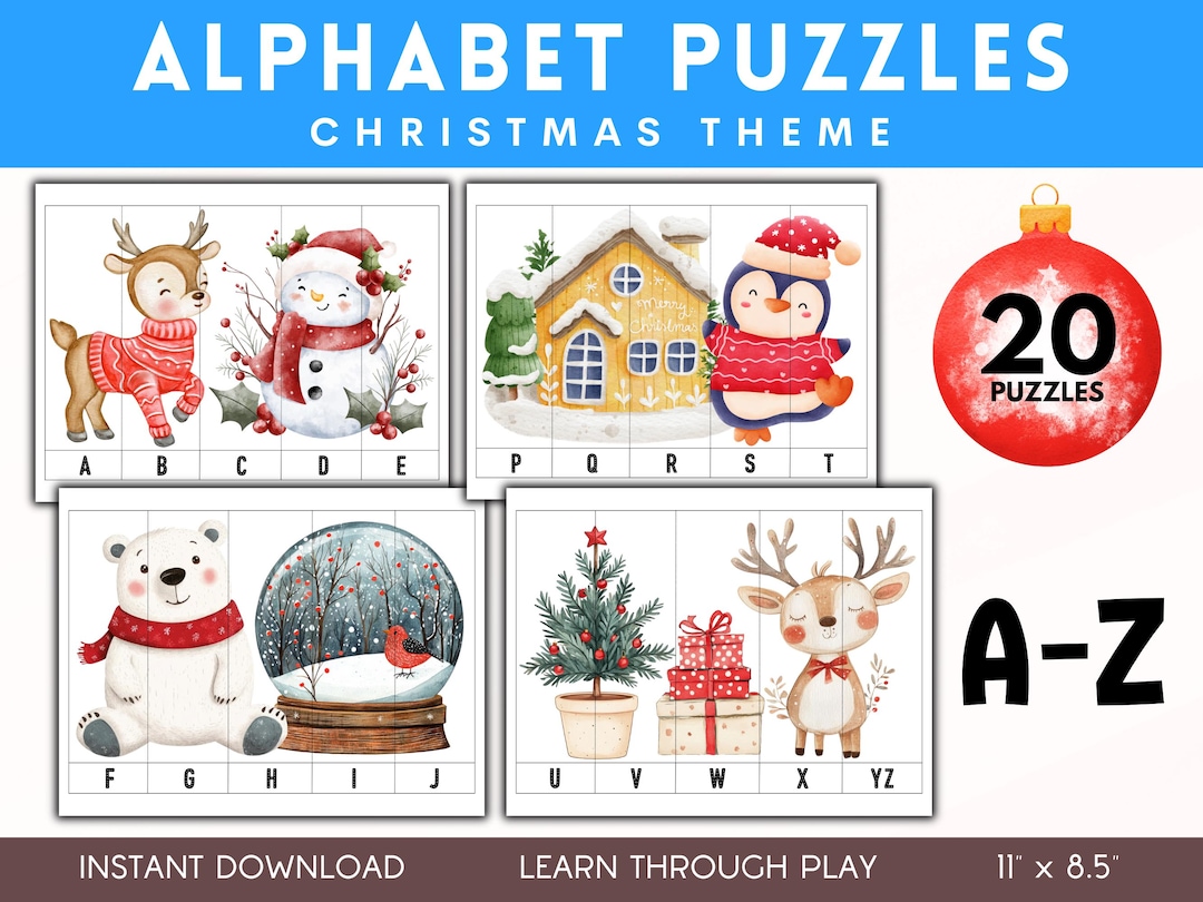 Alphabet Letter Puzzle Kids Alphabet Puzzle Christmas Printable ...