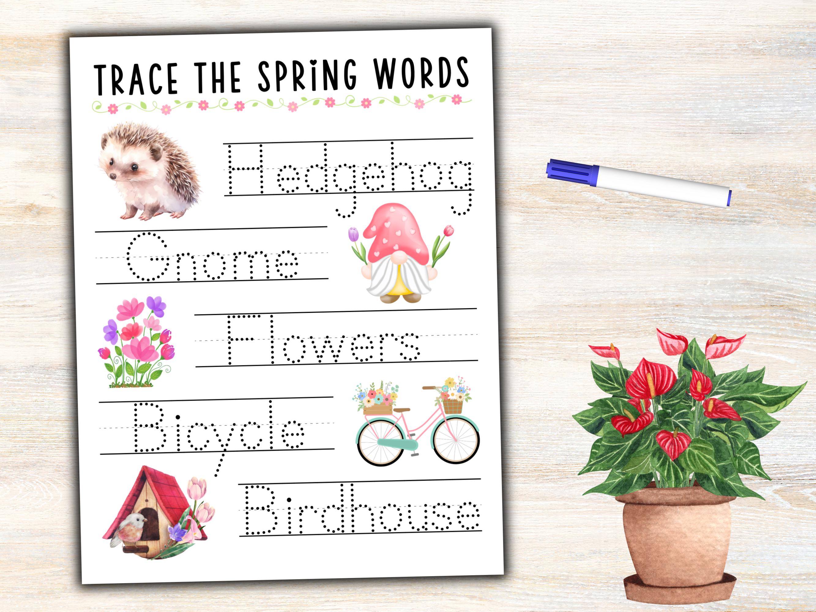 Spring Writing Activity, Preschool Letter Tracing Sheets, Learn to ...