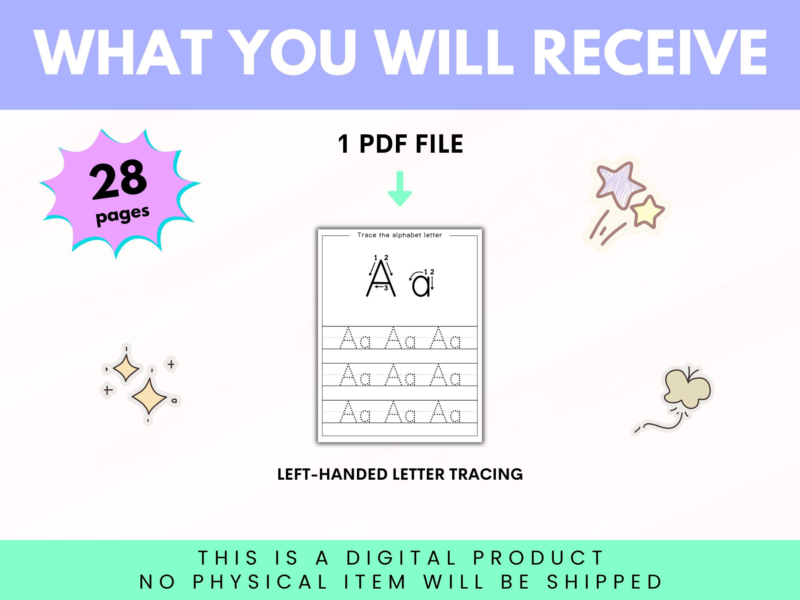 Left Handed Handwriting Practice Alphabet Tracing Worksheets Preschool ...