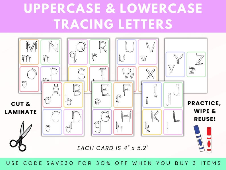 Letter Tracing Cards for Left-handed Kids, Printable Alphabet ...