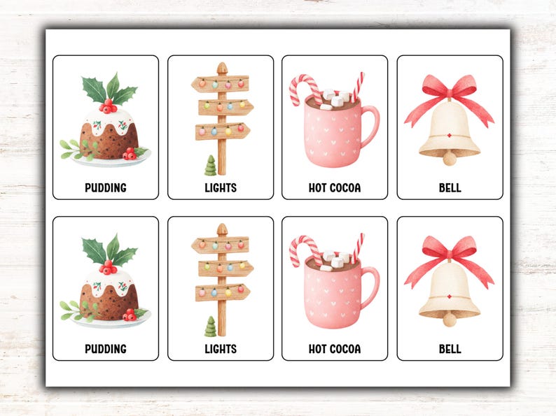 Christmas Memory Game Printable Matching Game Preschool Learning Brain ...