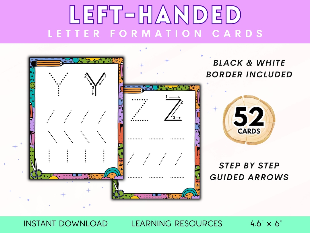 Left Handed Letter Formation Alphabet Tracing Printable Flashcards ...