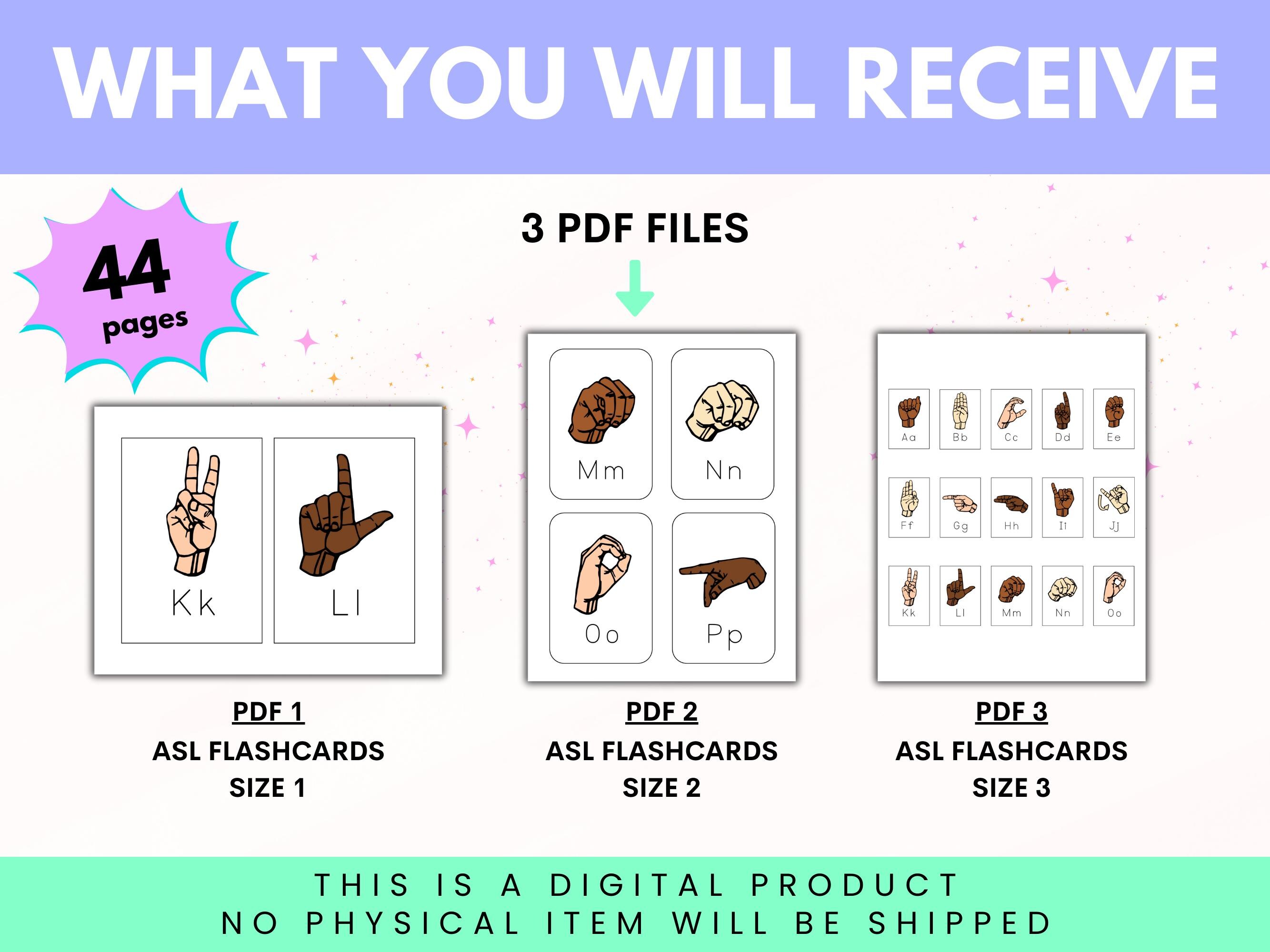 ASL Alphabet Flashcards, Printable Flashcard for Learning, Homeschool ...