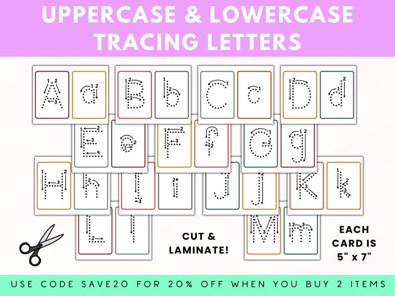 Alphabet Tracing Flash Cards, Handwriting Practice Sheets for Kids ...