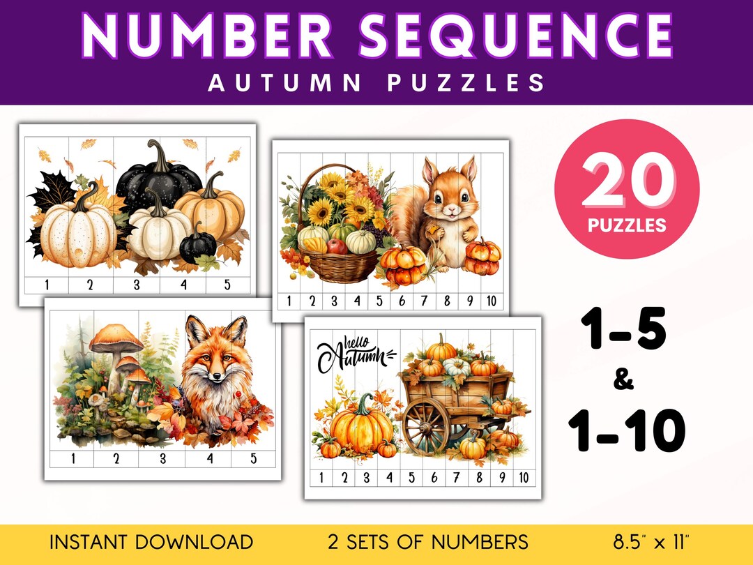 Number Sequence Puzzle Preschool Number Puzzle Count to 10 Fall ...