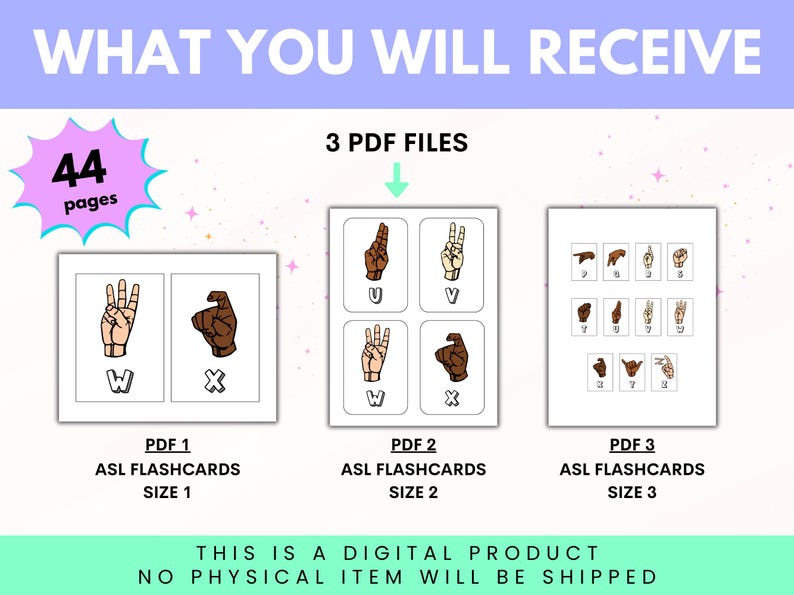 Sign Language Flash Cards, ASL Alphabet Flashcards, Digital Download ...