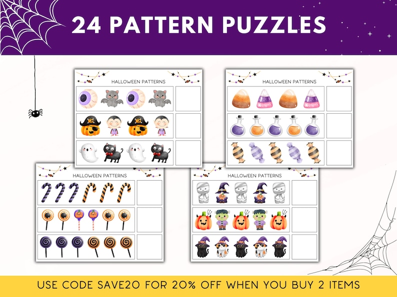 Halloween Patterns Brain Teaser Puzzles Pattern Recognition Matching ...