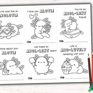 Axolotl Coloring Pages, Axolotl Valentine's Day Cards, Printable ...