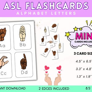 ASL Alphabet Flashcards, Printable Flashcard for Learning, Homeschool ...