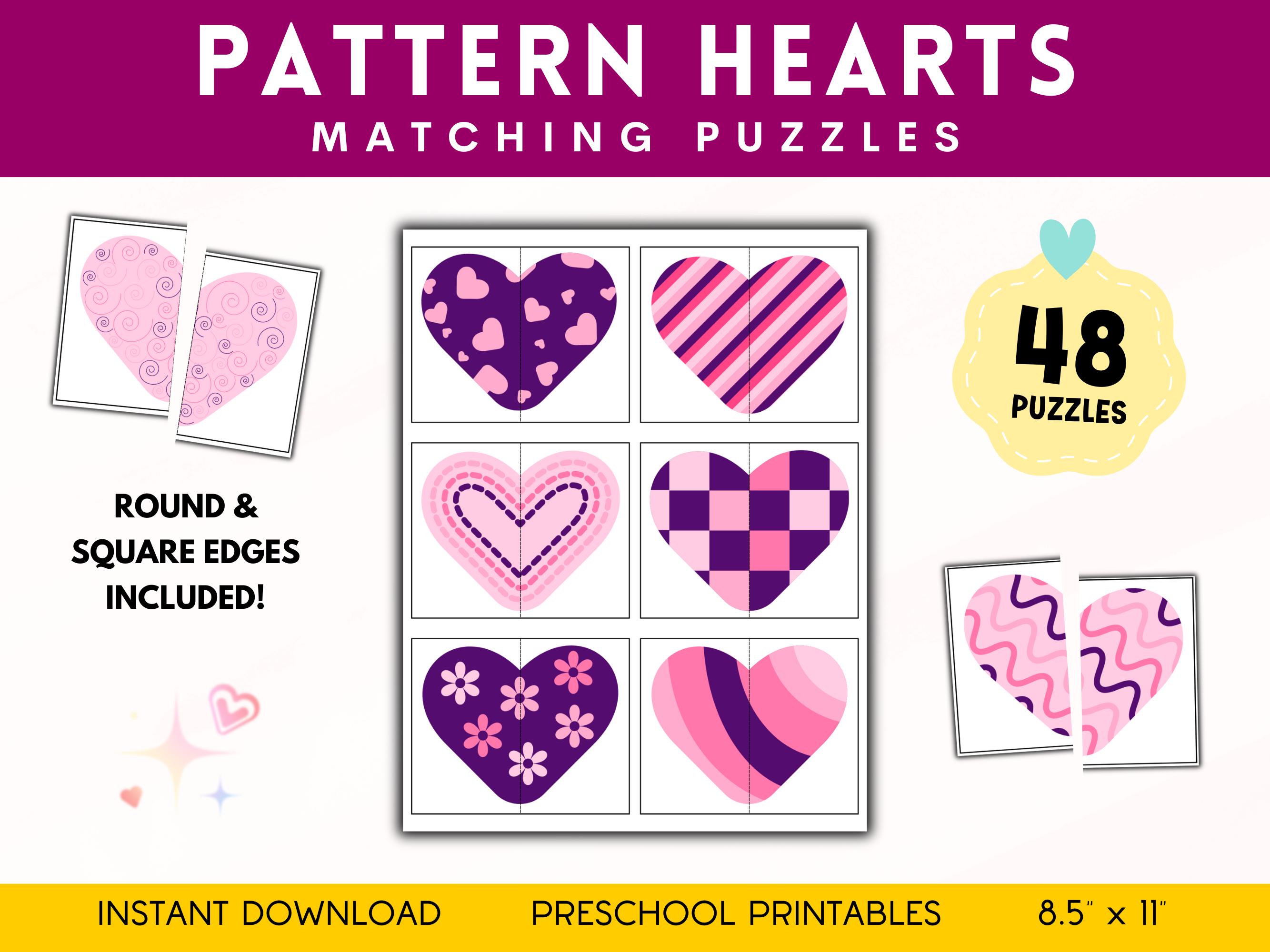 Printable Valentine's Day Activity, Matching Cards for Kids, Heart ...