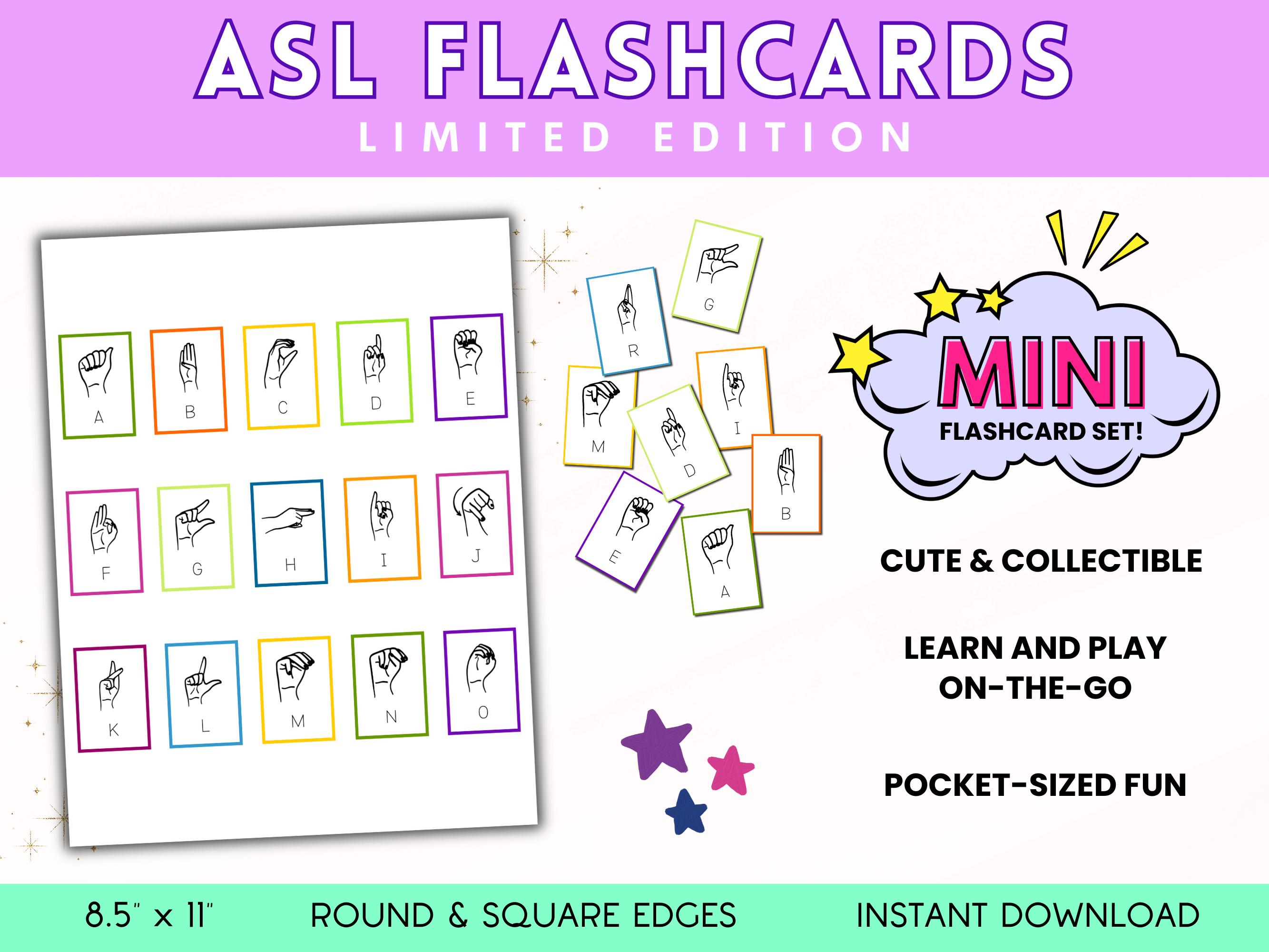 ASL Alphabet Printable, Sign Language Flash Cards, Fingerspelling for ...