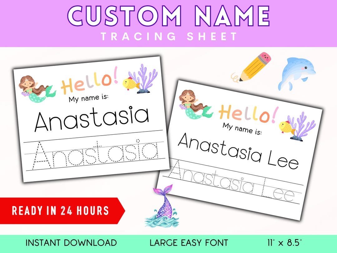 Personalized Name Tracing Worksheets, Custom Name Tracing Page, Custom ...