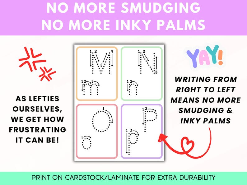 Letter Tracing Cards for Left-handed Kids, Printable Alphabet ...