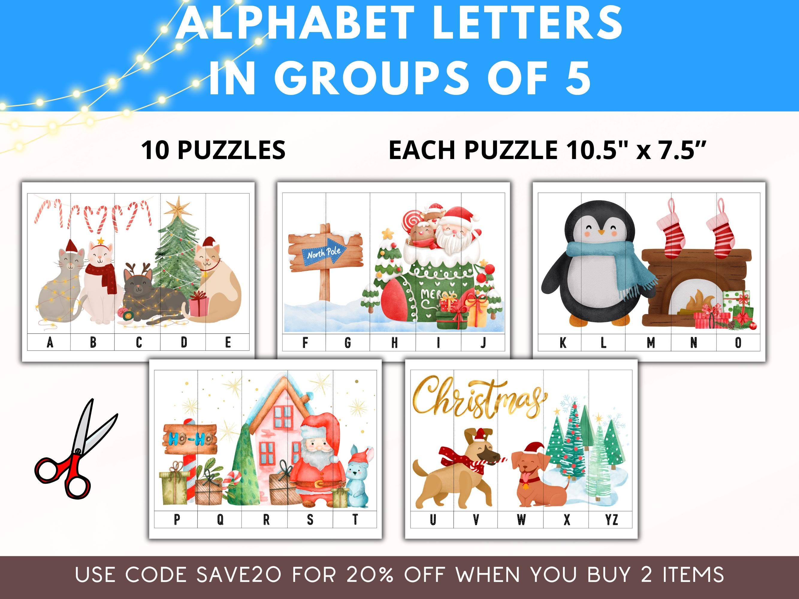 Alphabet Letter Puzzle Kids Alphabet Puzzle Christmas Printable ...